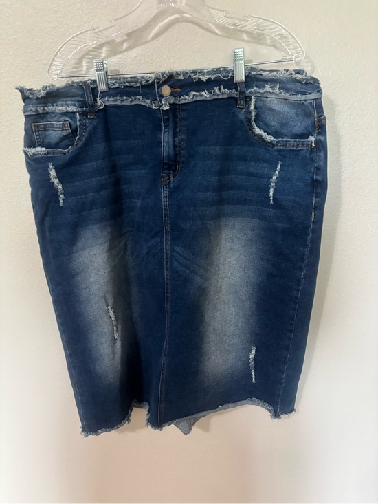 Nuggles | Skirts | Nuggles Frayed Hem Dark Blue Denim Midi Skirt | Poshmark